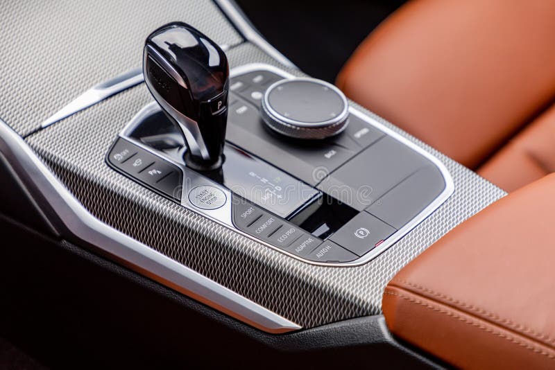Gear shift in a car stock image. Image of detail, luxury - 207642271