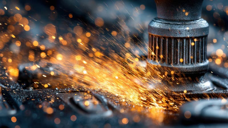 Close-up of Gear Shift Engulfed in Fire and Sparks during Intense ...