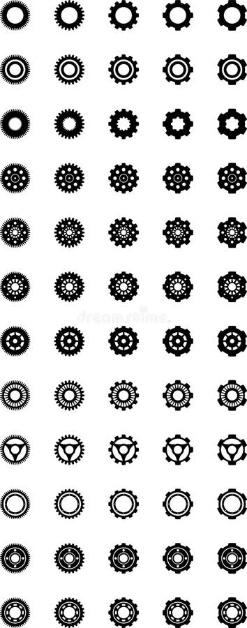 Gear Silhouette Pack, 60 Gears Stock Vector - Illustration of teamwork ...