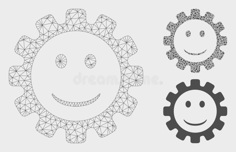 Gear Smile Smiley Vector Mesh Carcass Model and Triangle Mosaic Icon ... Gear Smile Smiley Vector Mesh Carcass Model and Triangle Mosaic Icon ...
