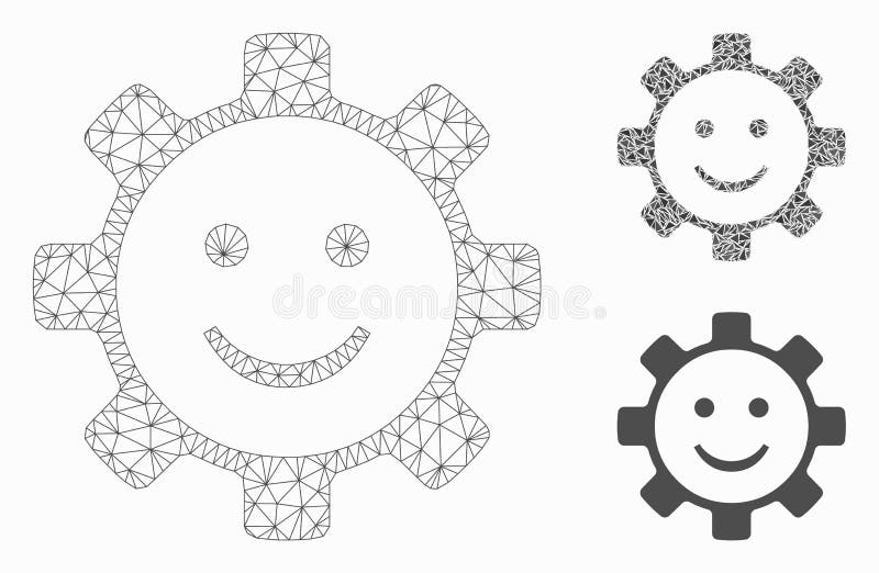 Gear Smile Smiley Vector Mesh Network Model and Triangle Mosaic Icon ... Gear Smile Smiley Vector Mesh Network Model and Triangle Mosaic Icon ...