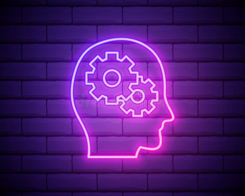 Gear, Solution, Head Neon Icon. Elements of Creative Thinking Set Stock ...
