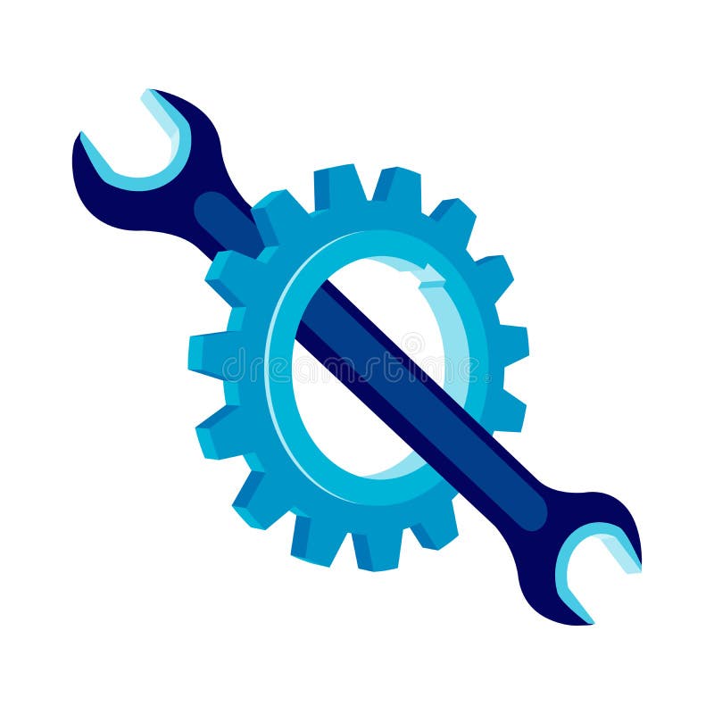 Gear and Spanner 3D Vector Icon. Illustration in Flat Style Isolated on ...