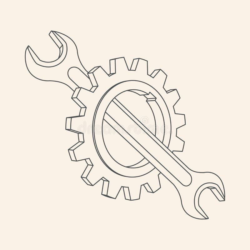 Gear and Spanner 3D Vector Icon. Illustration in Flat Style Isolated on ...