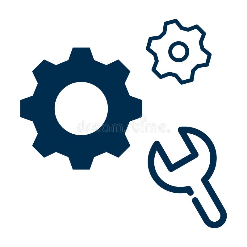 Gear and Spanner Simple Icon Illustration Stock Image - Illustration of ...
