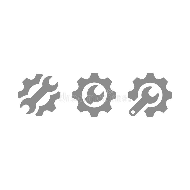 Gear with Spanner or Wrench Filled Vector Icon Set Stock Illustration ... Gear with Spanner or Wrench Filled Vector Icon Set Stock Illustration ...