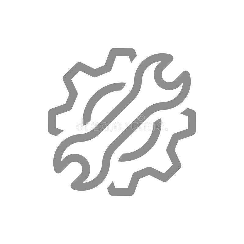 Gear with Spanner or Wrench Line Vector Icon Set Stock Vector ... Gear with Spanner or Wrench Line Vector Icon Set Stock Vector ...