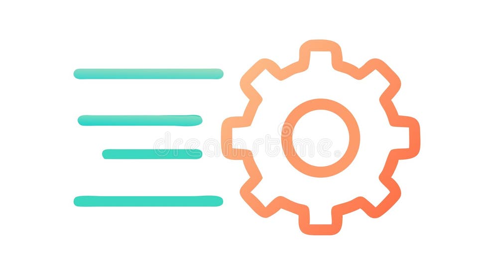Gear with Speed Lines, Workflow and Optimization Icon, Vector Design ...