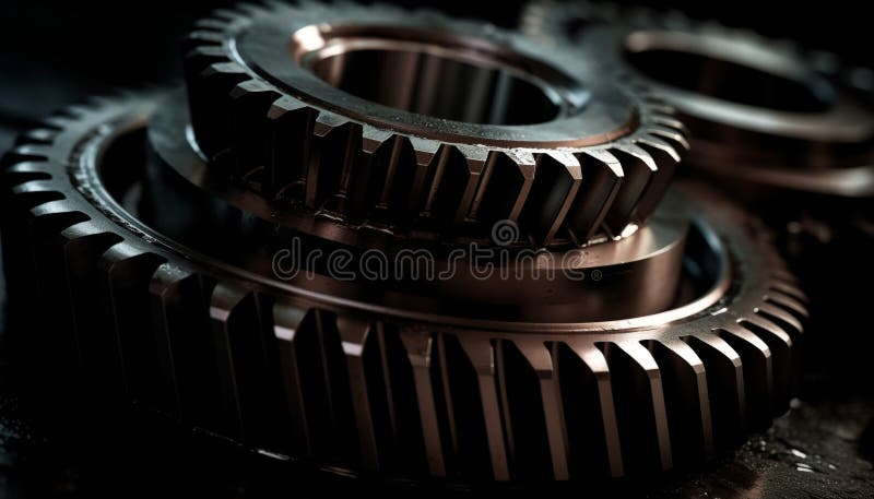 Gear Spinning in Close Up, Part of Machinery in Factory Generated by AI ...
