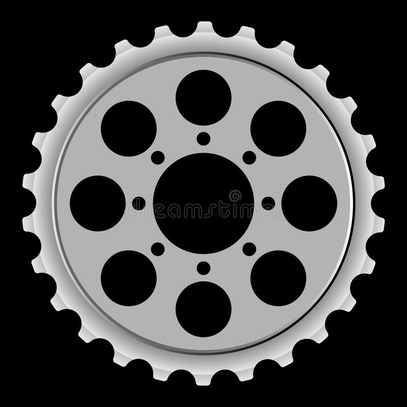 Gear Sprocket on Black Background Stock Illustration - Illustration of ...