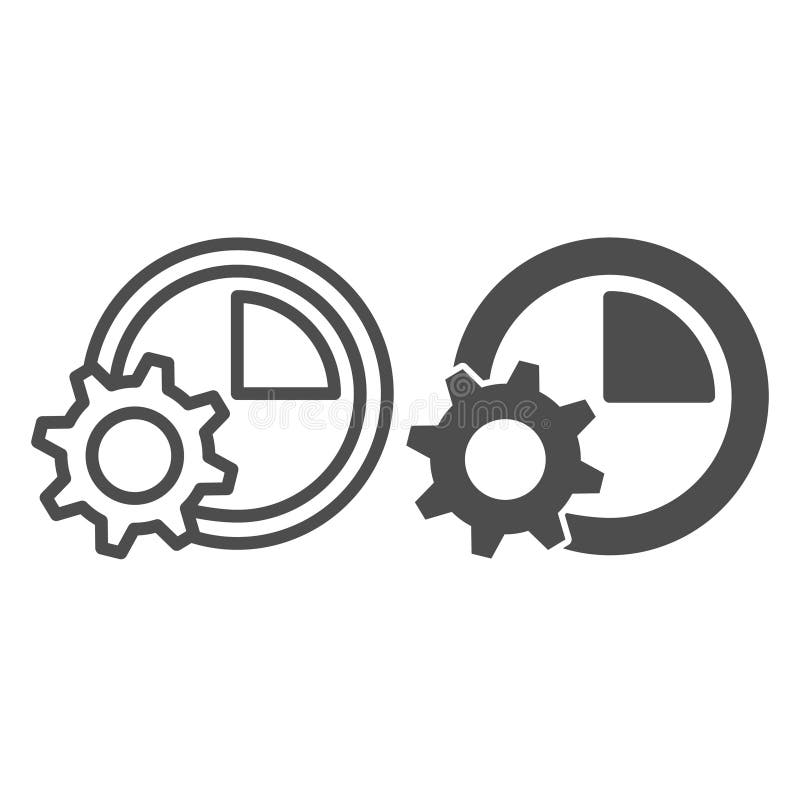 Gear with Stopwatch Line and Solid Icon, Repair Service Concept. Vector ...