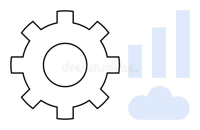 Gear System with Cloud Computing and Data Analytics Concept Stock Illustration - Illustration of ...