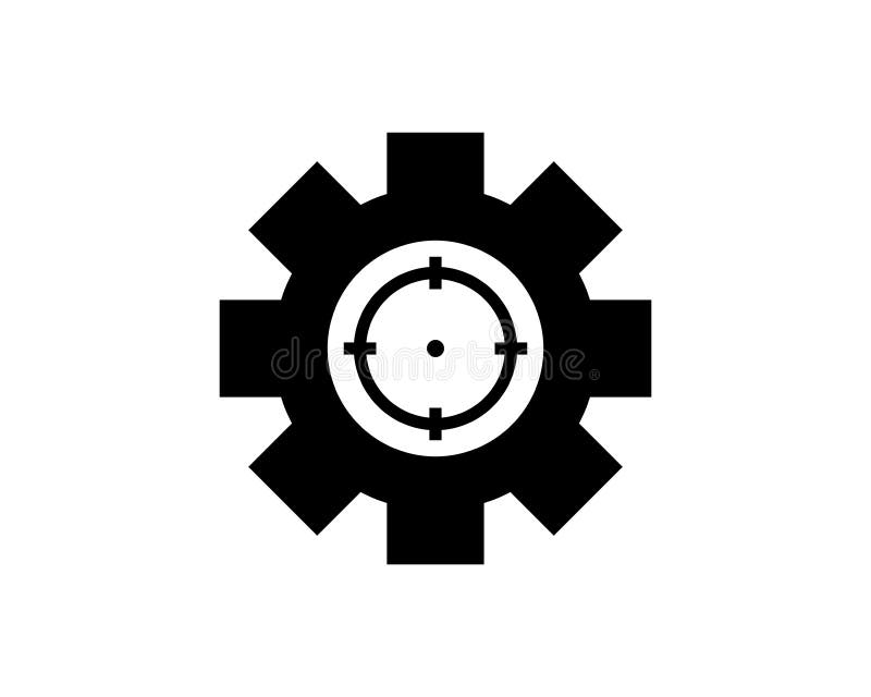 Gear and Target Logo, Vector Icon. Outline Gear and Aim Icon Isolated ...