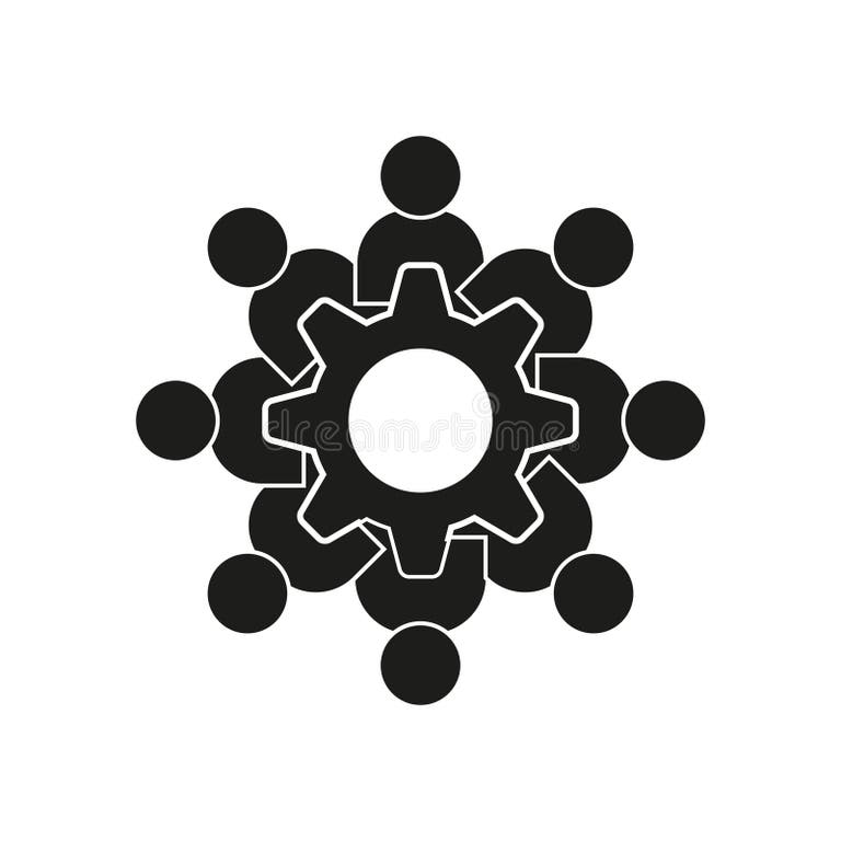 Gear Teamwork Icon. Collaborative Concept Symbol. Engineering and ...