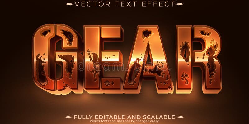 Gear Text Effect, Editable Metallic and Old Text Style Stock Vector ...