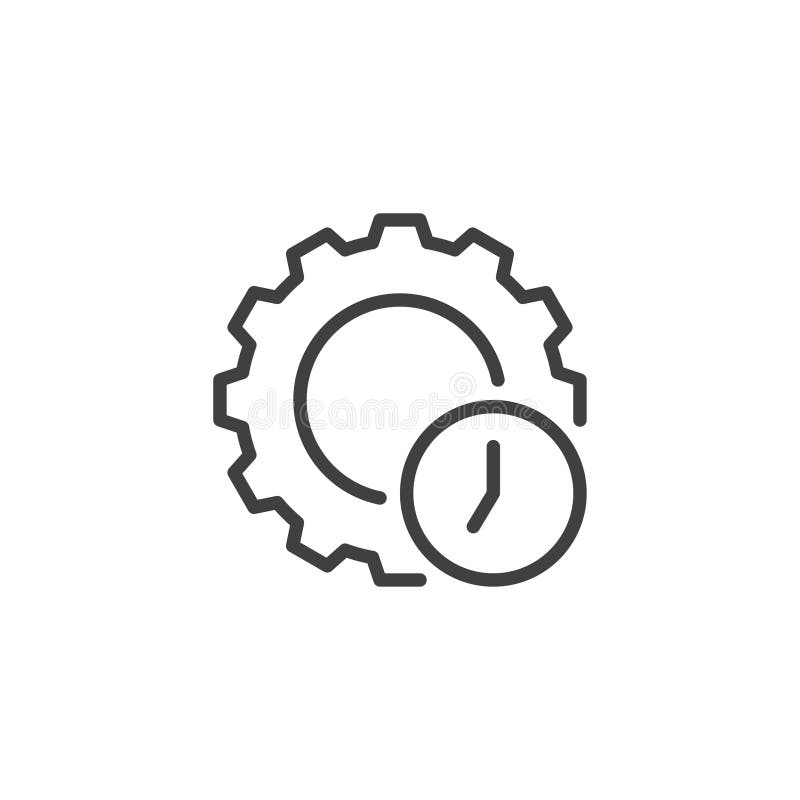 Gear and Timer line icon stock illustration. Illustration of ...