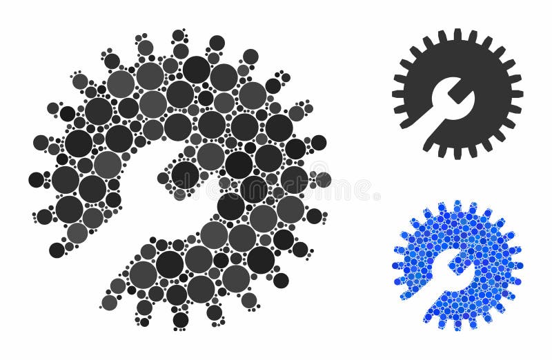 Gear Tools Mosaic Icon of Round Dots Stock Vector - Illustration of ...