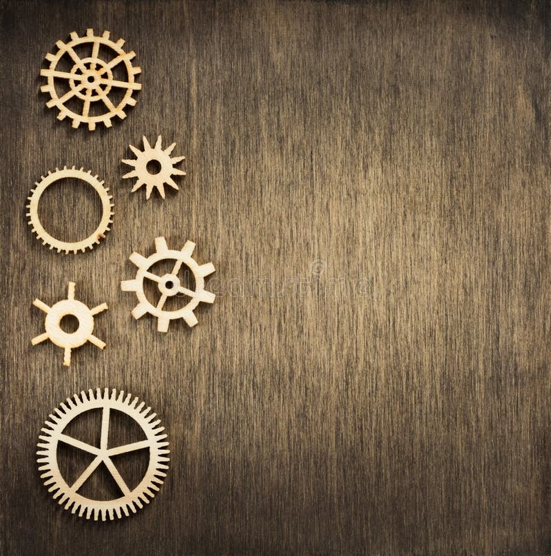 Gear Tools at Wooden Background Stock Photo - Image of industrial ...