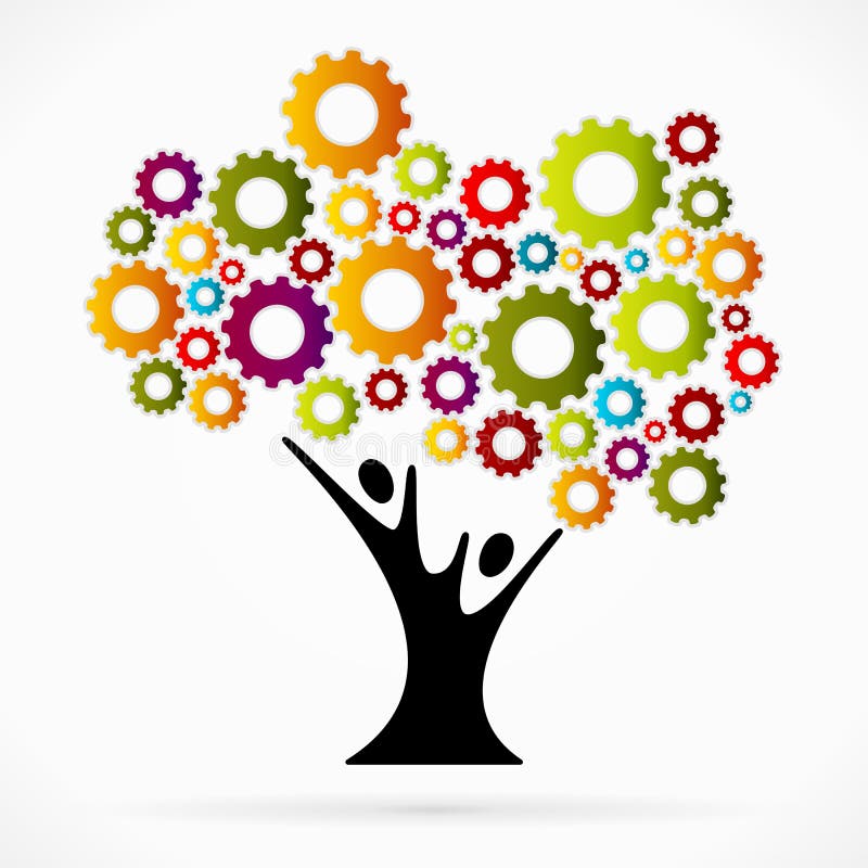 Abstract Growth Tree Concept with Gear Wheel Stock Vector ...