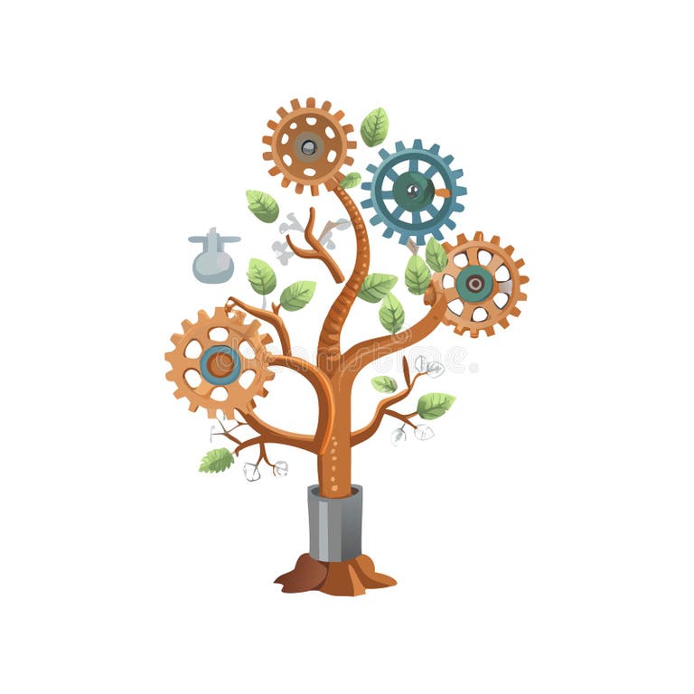 Gear Tree Illustration: Mechanical Design Concept for Growth ...