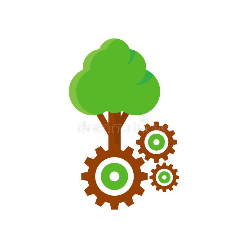 Gear Tree Logo Icon Design stock vector. Illustration of logotype ...