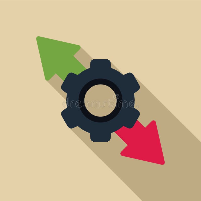 Gear Turning with Up and Down Arrows Representing Market Volatility ...