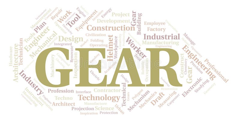 Gear Typography Word Cloud Create with the Text only Stock Illustration ...