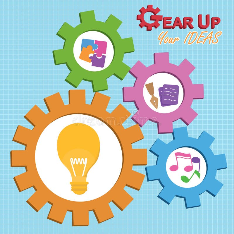 Gear Up with Different Ideas. Vector Illustration Decorative Design ...