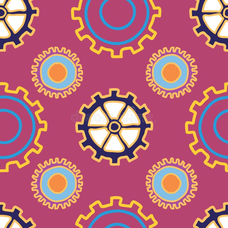 Gear Up, Graphic Repeat Vector of Cartoon Style Gears Seamless Repeat ...