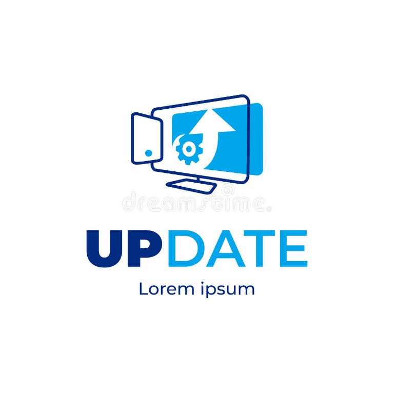Update Logo Design. Smartphone and Computer Screen Vector Illustration ...