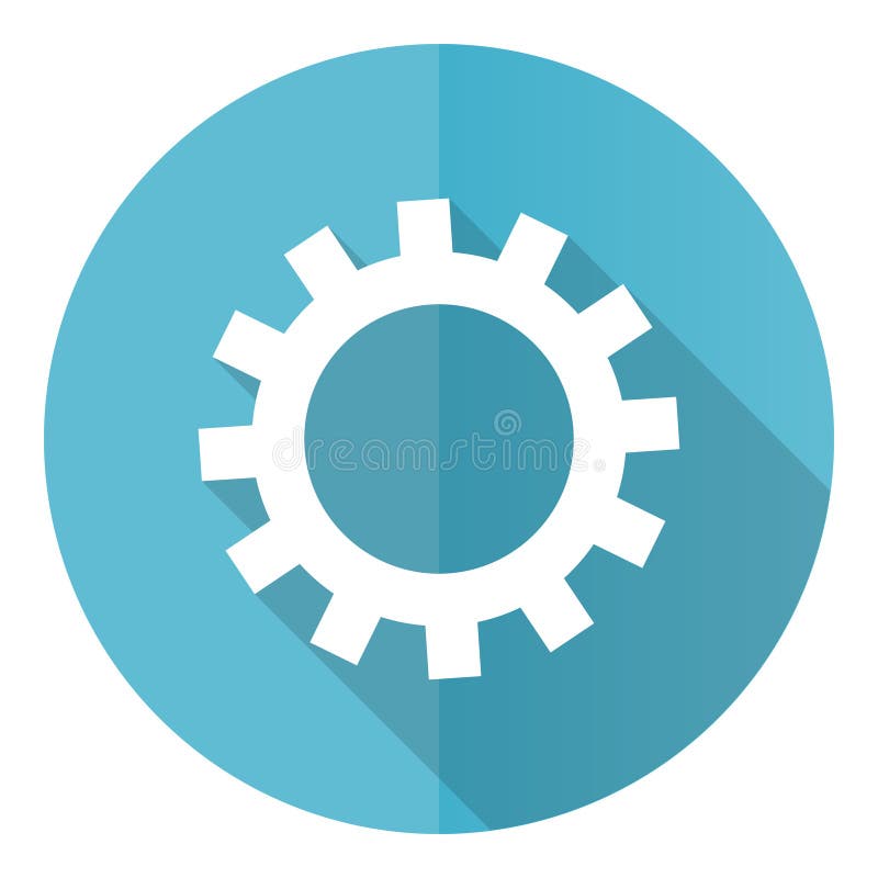 Gear Vector Icon, Cogwheel Flat Design Blue Round Web Button Isolated ...