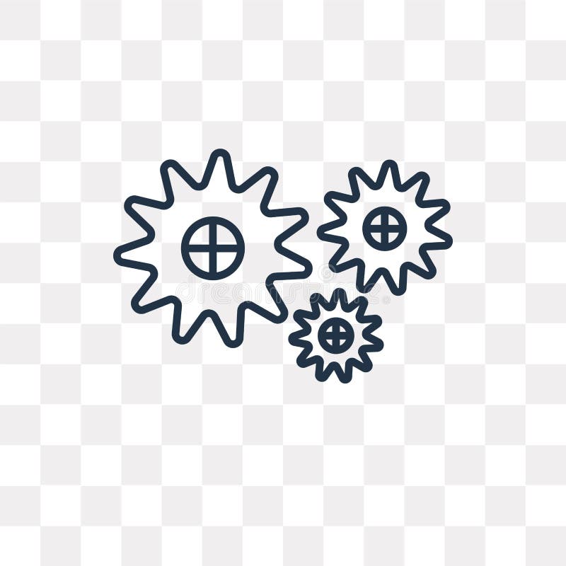 Gear Vector Icon Isolated on Transparent Background, Linear Gear Stock ...