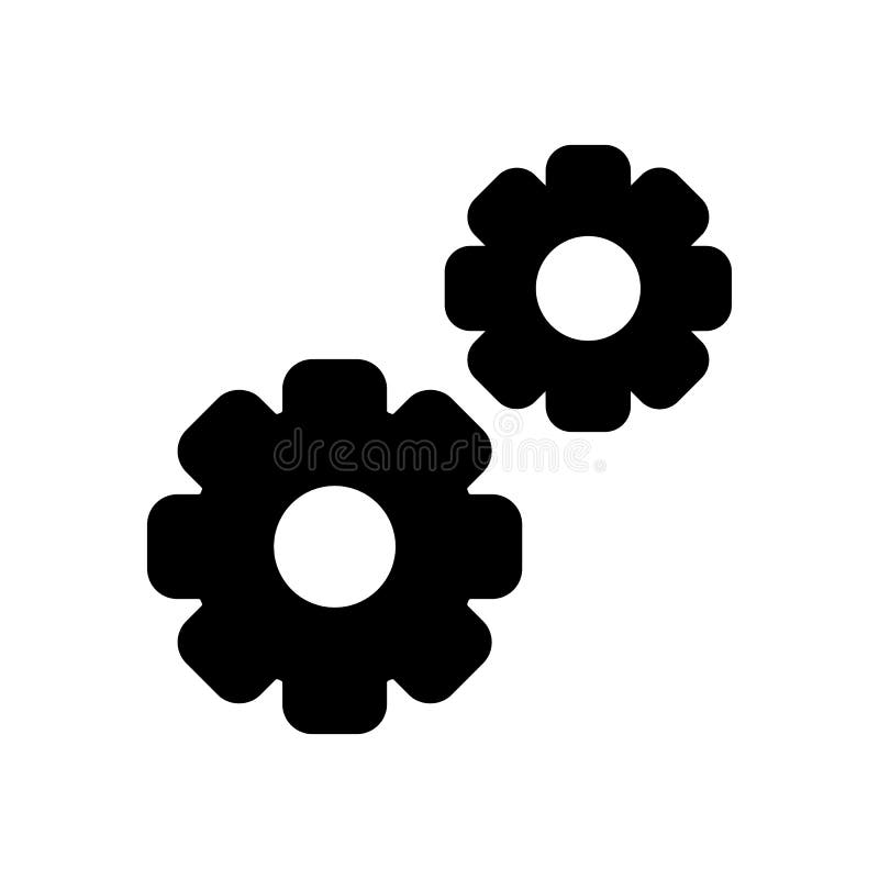 Gear Vector Icon. Two Gears Illustration. Solid Linear Icon. Stock ...