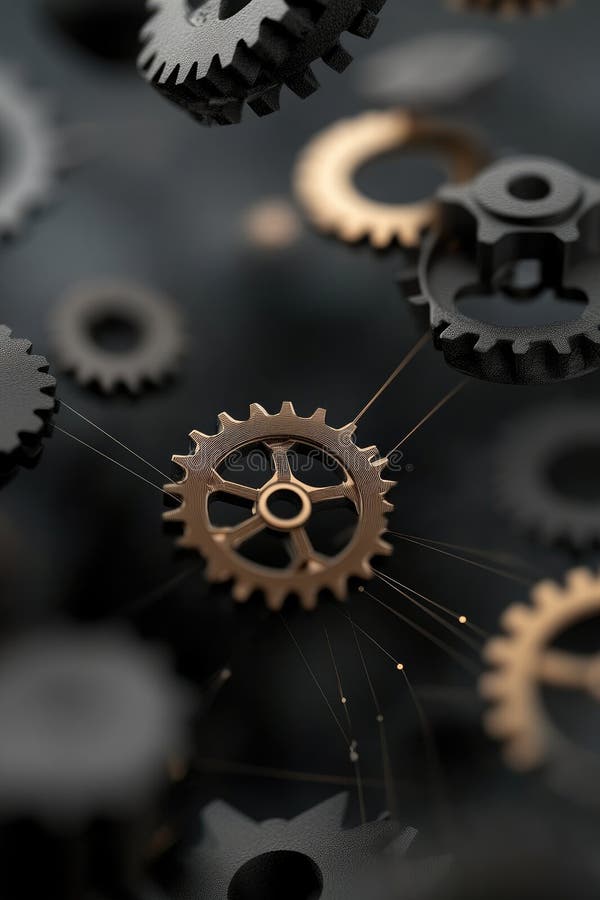 Gear Visualization: Mechanical Gear System Interconnected Lines and ...