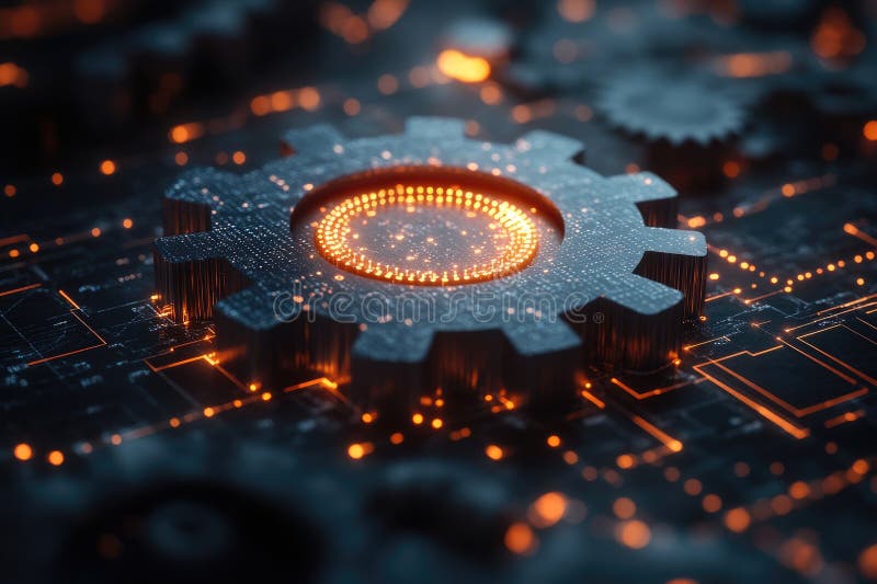 Gear Visualization: Mechanical Gear System Interconnected Lines and ...