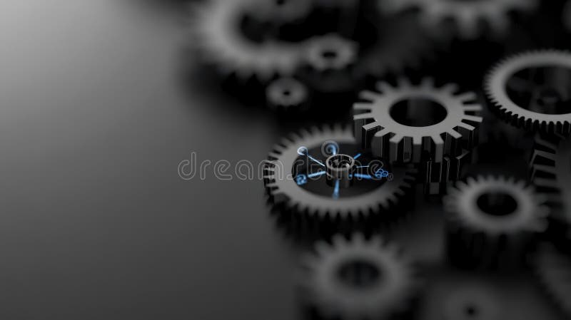 Gear Visualization: Mechanical Gear System Interconnected Lines and ...