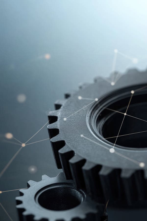 Gear Visualization: Mechanical Gear System Interconnected Lines and ...