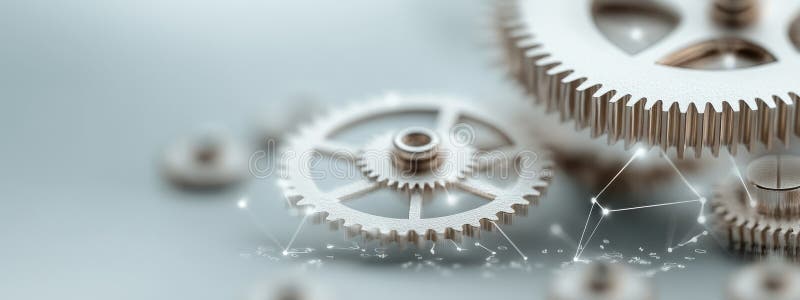 Gear Visualization: Mechanical Gear System Interconnected Lines and ...