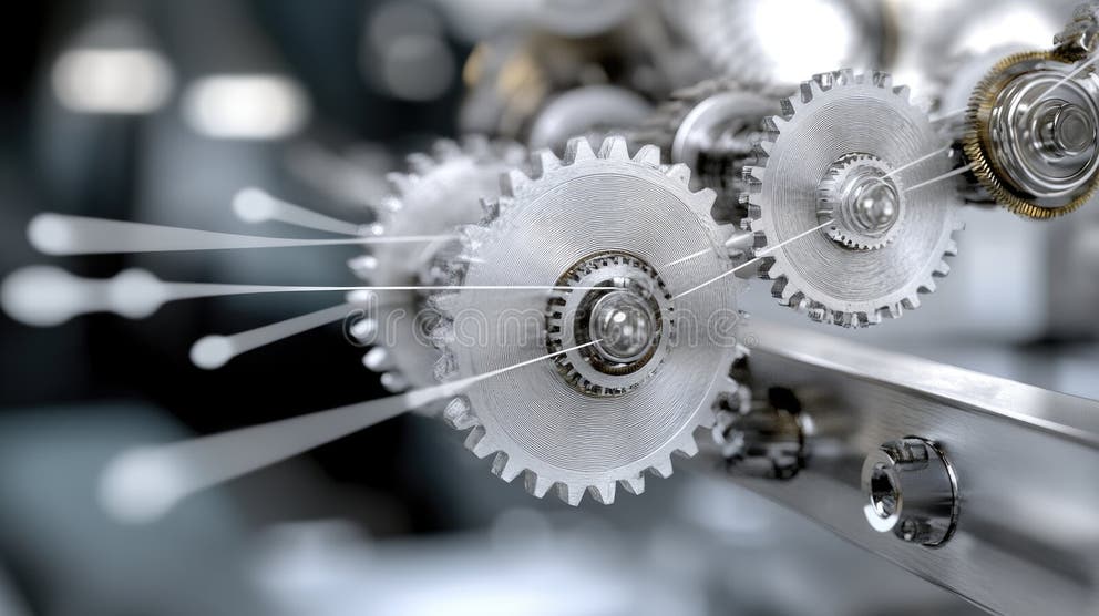 Gear Visualization: Mechanical Gear System Interconnected Lines and ...