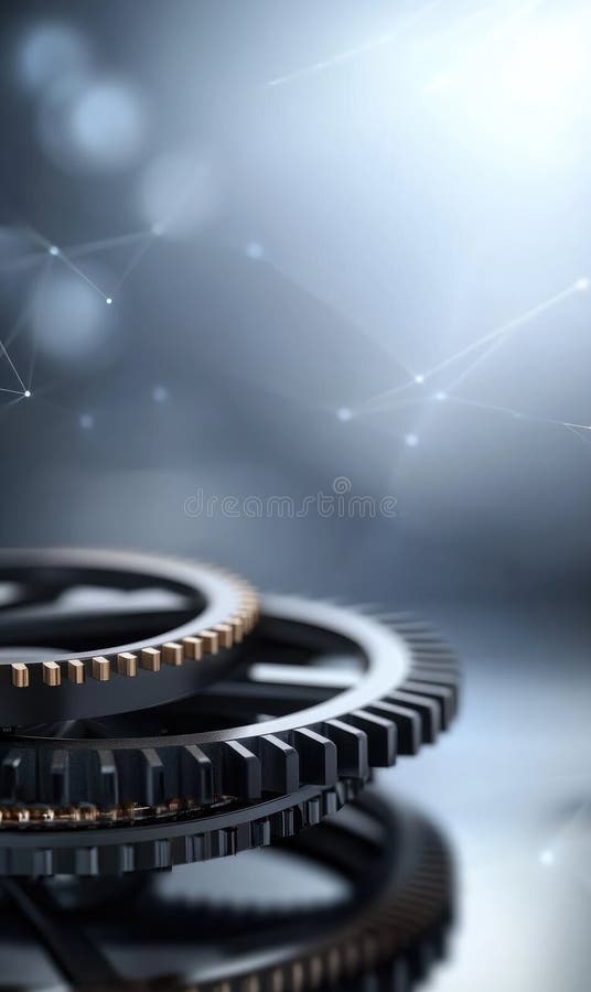 Gear Visualization: Mechanical Gear System Interconnected Lines and ...