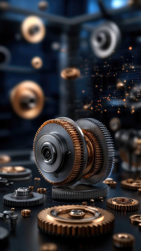 Gear Visualization: Mechanical Gear System Interconnected Lines and ...