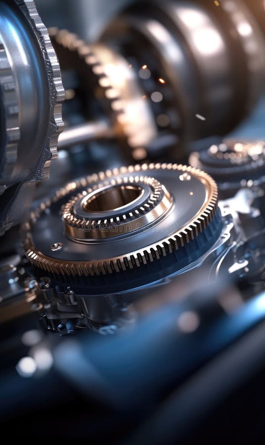 Gear Visualization: Mechanical Gear System Interconnected Lines and ...