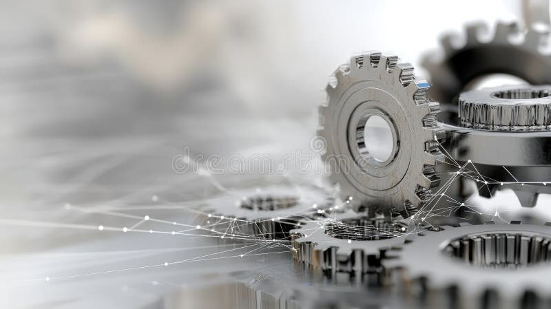 Gear Visualization: Mechanical Gear System Interconnected Lines and ...