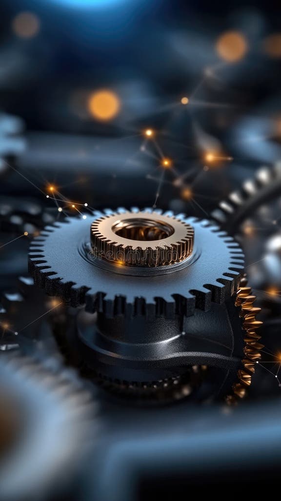 Gear Visualization: Mechanical Gear System Interconnected Lines and ...