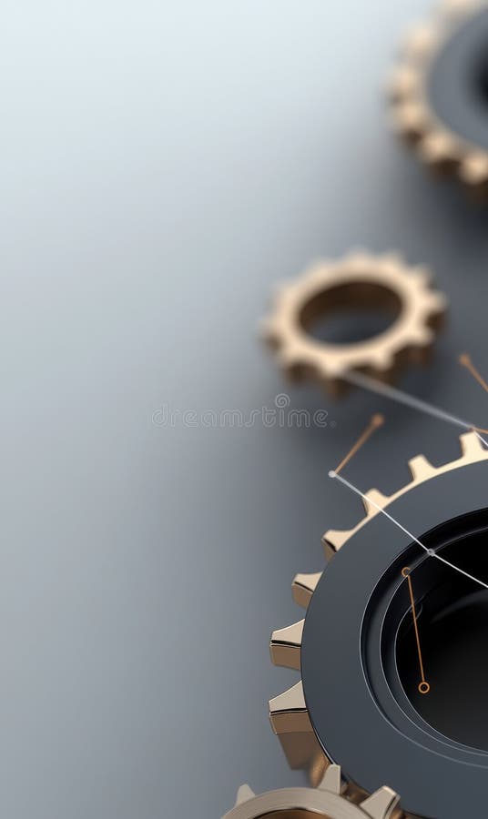 Gear Visualization: Mechanical Gear System Interconnected Lines and ...