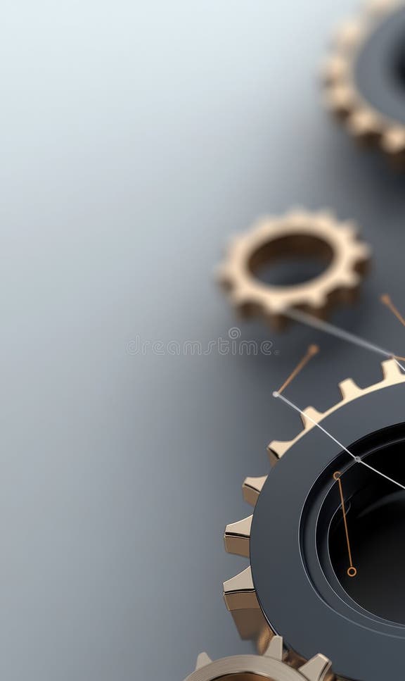 Gear Visualization: Mechanical Gear System Interconnected Lines and ...