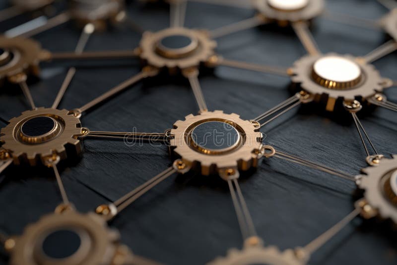 Gear Visualization: Mechanical Gear System Interconnected Lines and ...