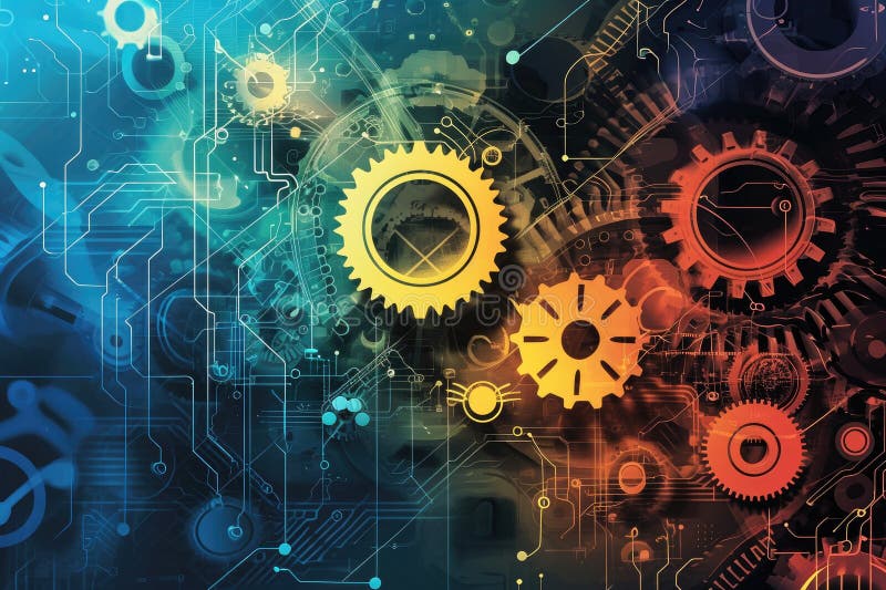 Gear Wheel, Abstract Background Gear Technology, Digital Technology and ...