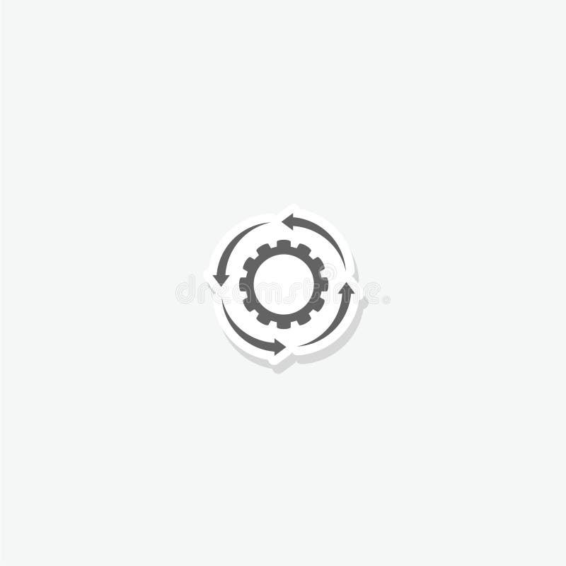 Gear Wheel with Arrow Icon Isolated on Dark Background Stock ...