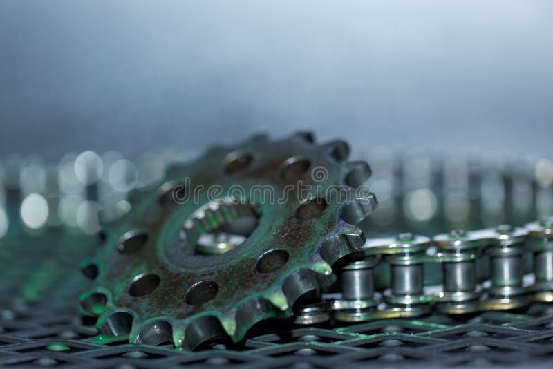 Gear wheel and chain stock image. Image of manufacturing - 91620267